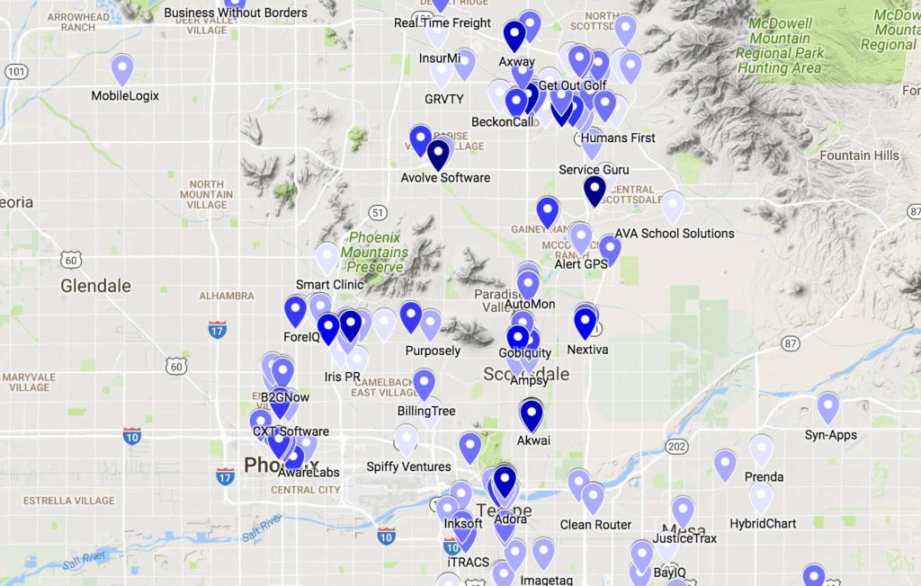 Map of Phoenix Software Companies